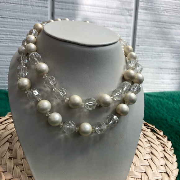 Marvella | Jewelry | Vintage Marvella Faux Pearl And Crystal Double Strand Necklace | Poshmark